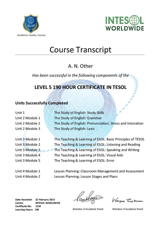 ALAP_Course_Transcript190 | Online TESOL Course in Japan | INTESOL Japan